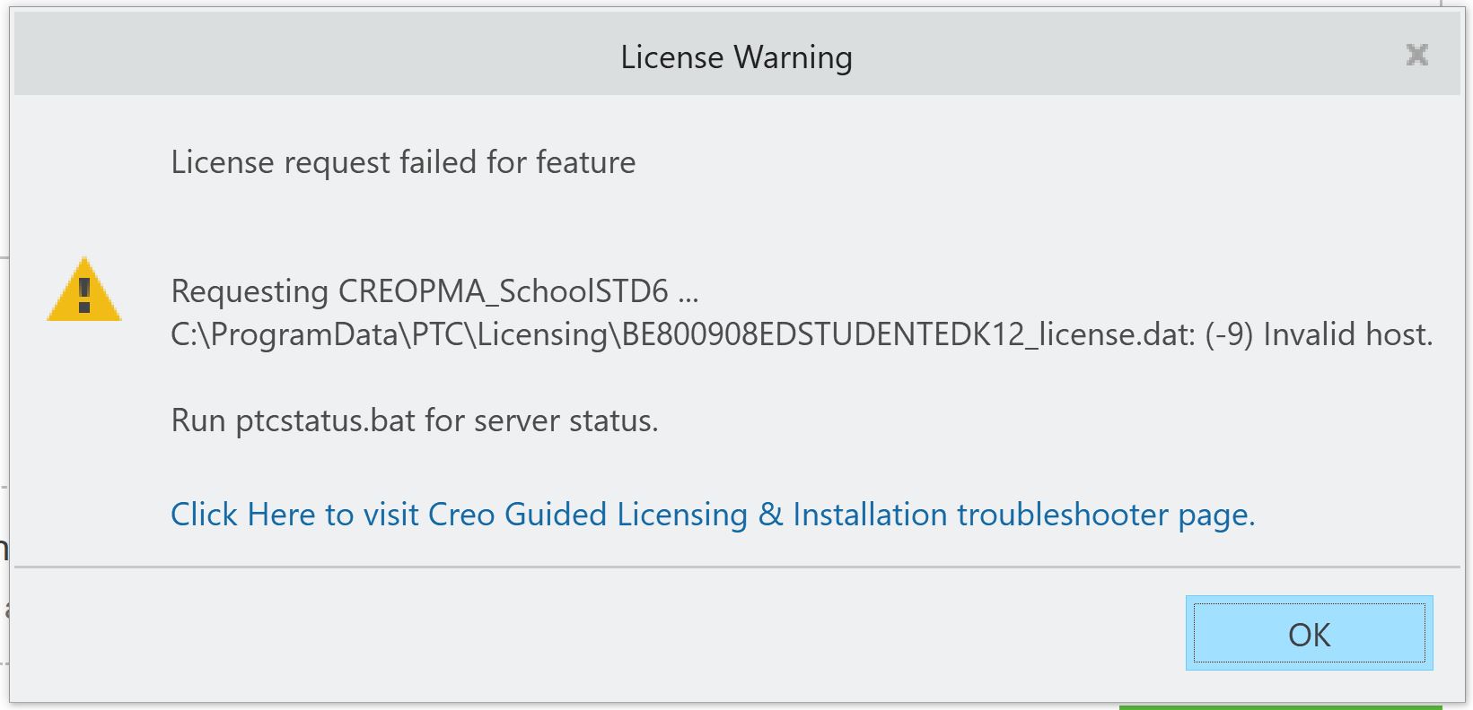 Solved Licence Request Failed For Feature Error 9 Inv Ptc